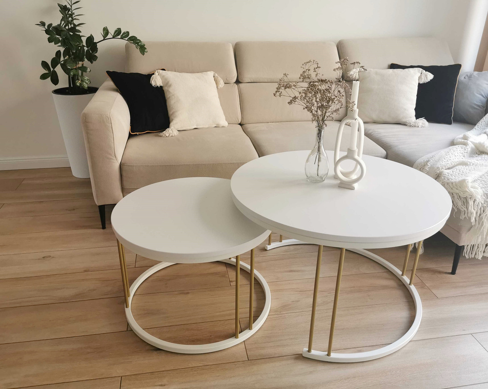 Runde sofabord hvid / guld RAGNAR