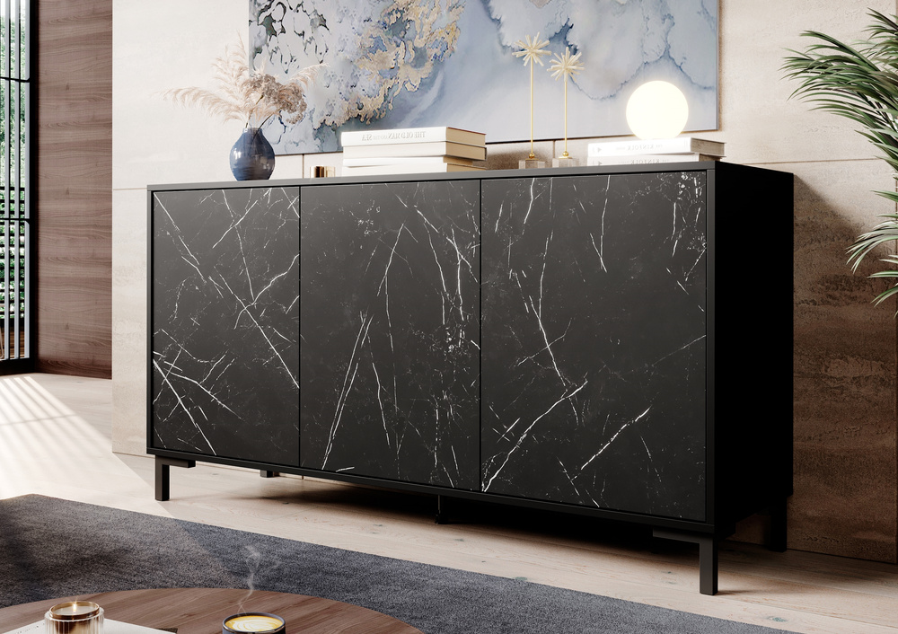 Sort kommode 150 cm Marmo