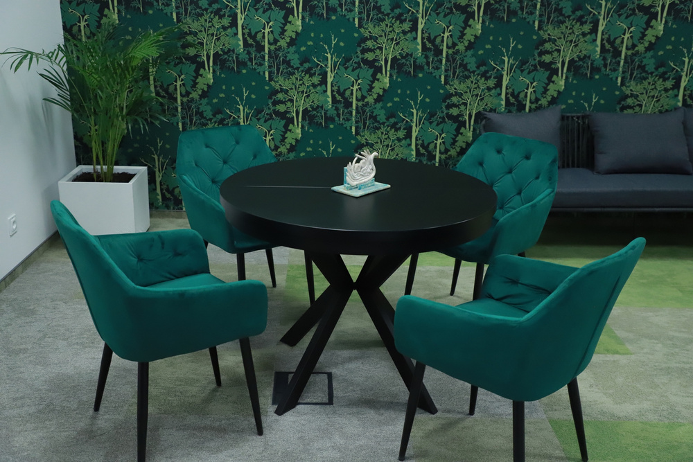 Sort rundt spisebord EDWARD